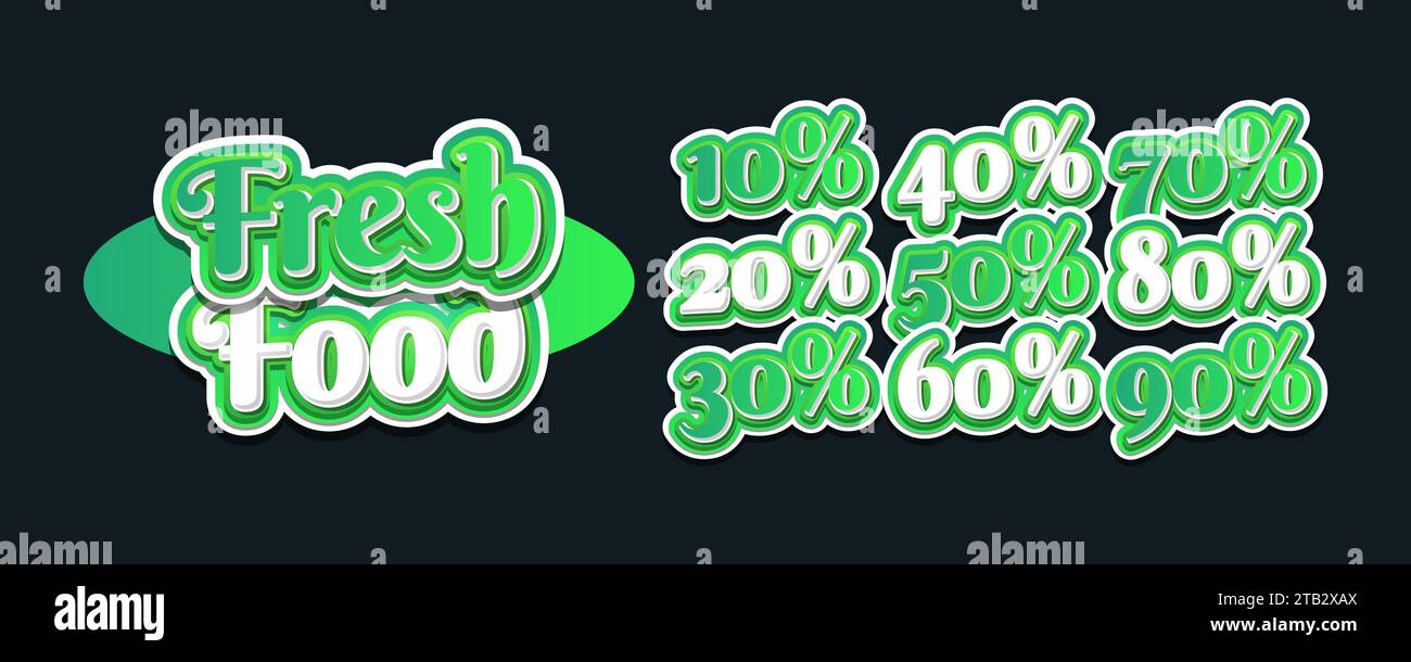 Fresh Food Graphic Label or Sticker. Vector Illustration of Fresh Food ...