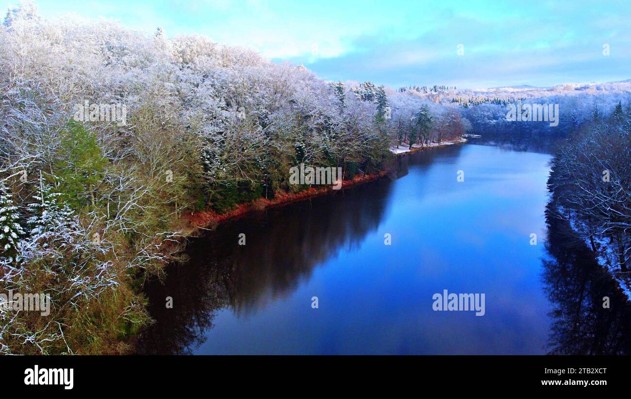 Winter Snowstorm Perigord National Forest Aerial Views Dordogne France ...
