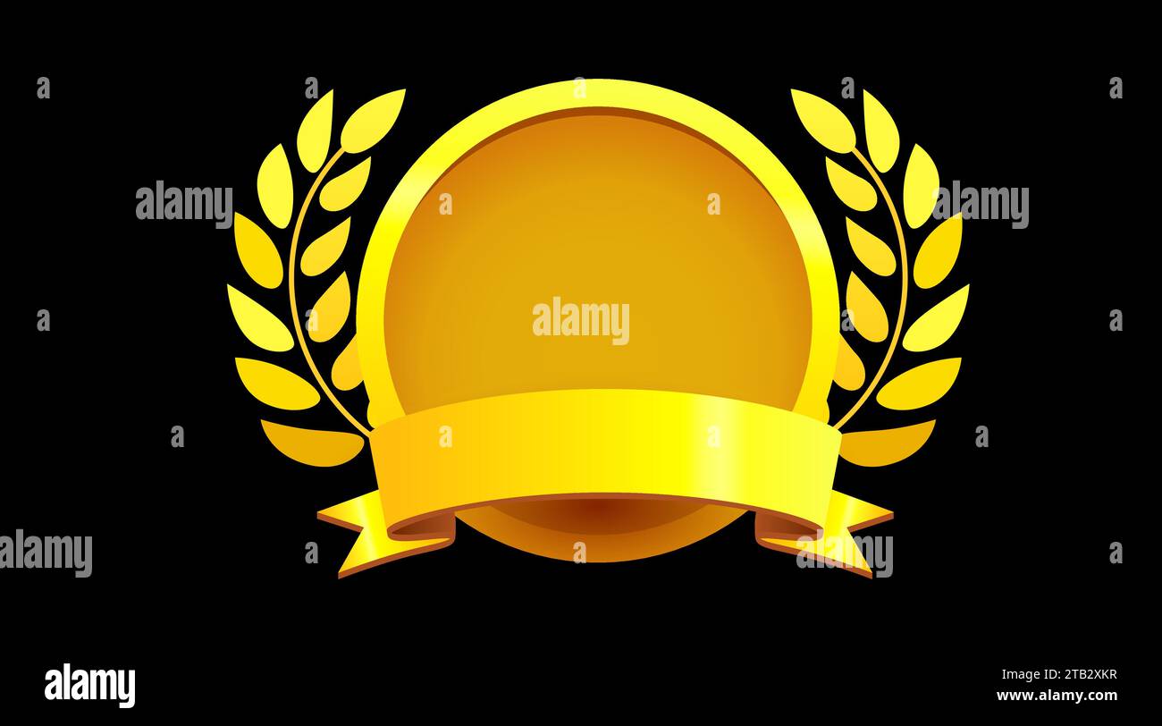 Winners golden laurel wreath. 3d realistic luxury leadership award ...