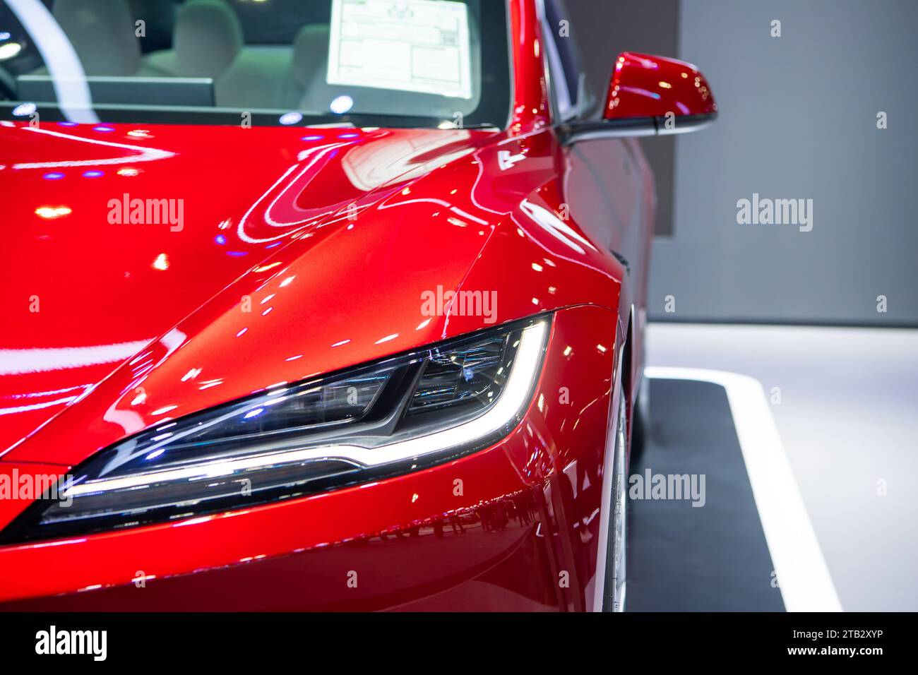 Tesla Model 3 EV car on display at The 40th Thailand International ...