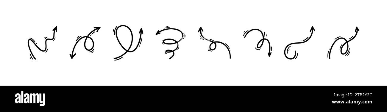 Set oh doodle swoosh arrows. Motion and movement effects. Direction ...