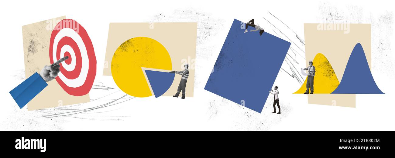 Banner. Contemporary art collage. Young people motivated to achieve ...