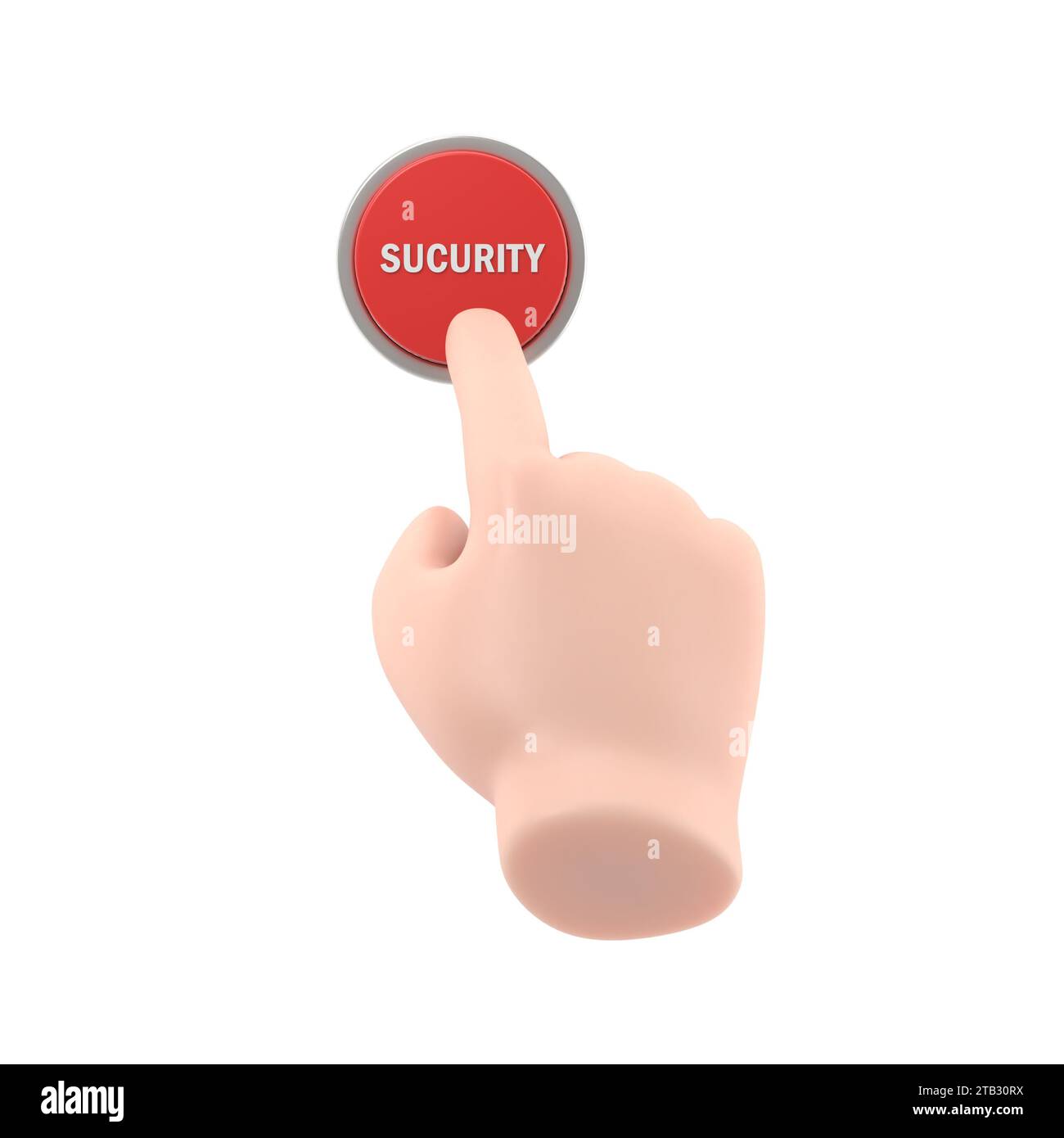 Security button. Hand pressing red button. Push finger. 3d illustration ...