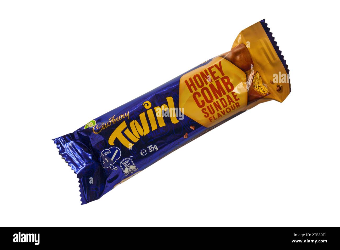 Cadbury Twirl chocolate honeycomb sundae flavour isolated on white ...