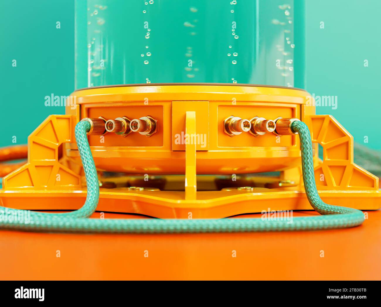 A brightly colored futuristic concept science lab cryogenic test tube ...