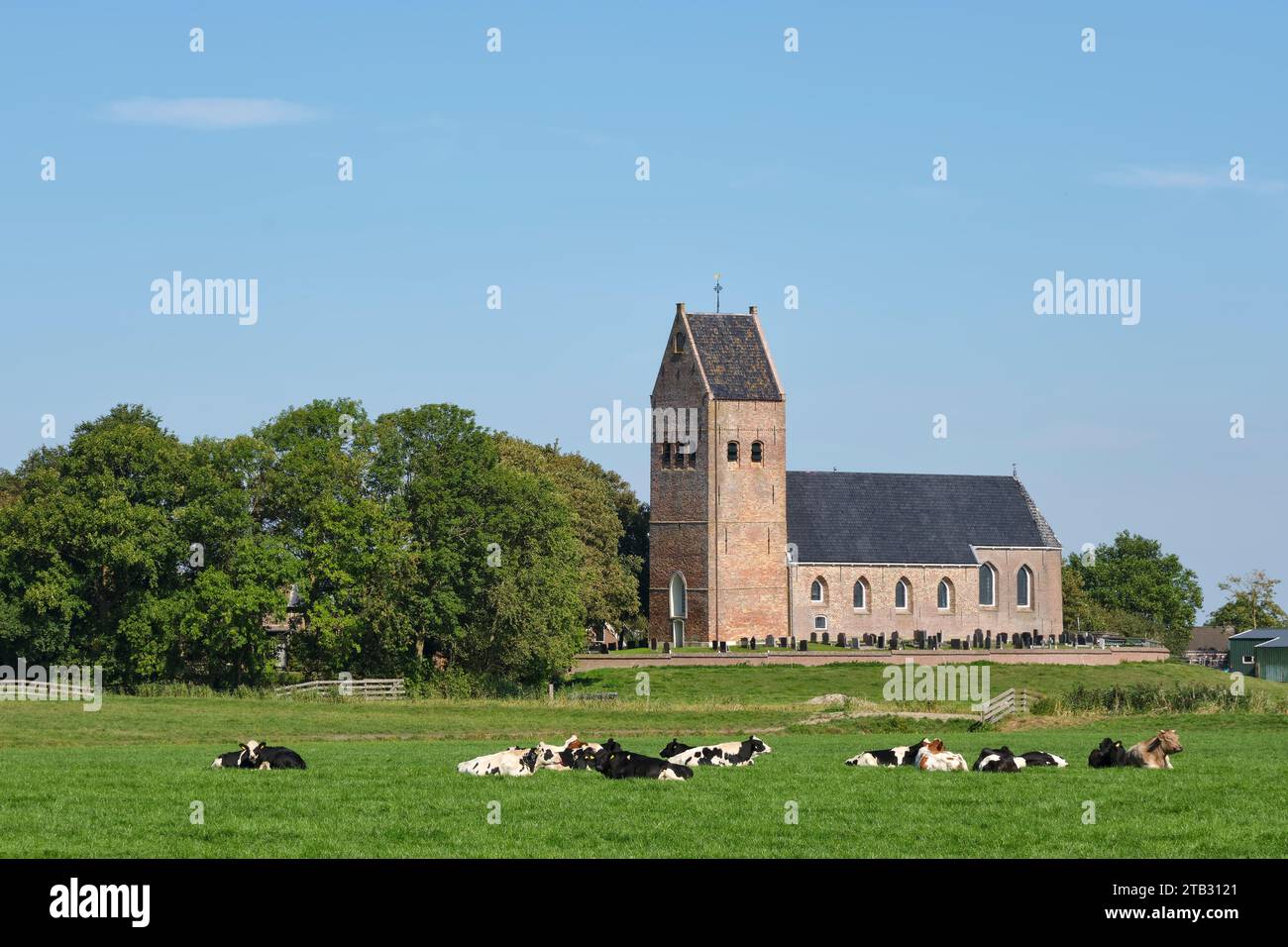 The 14th century church in Wânswert Friesland in The Netherlands on a ...