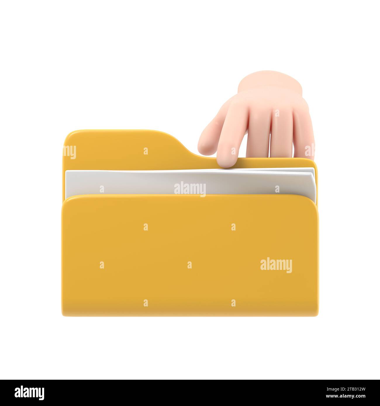 Cartoon Gesture Icon Mockup.Looking for information in a folder with documents,flipping the ...