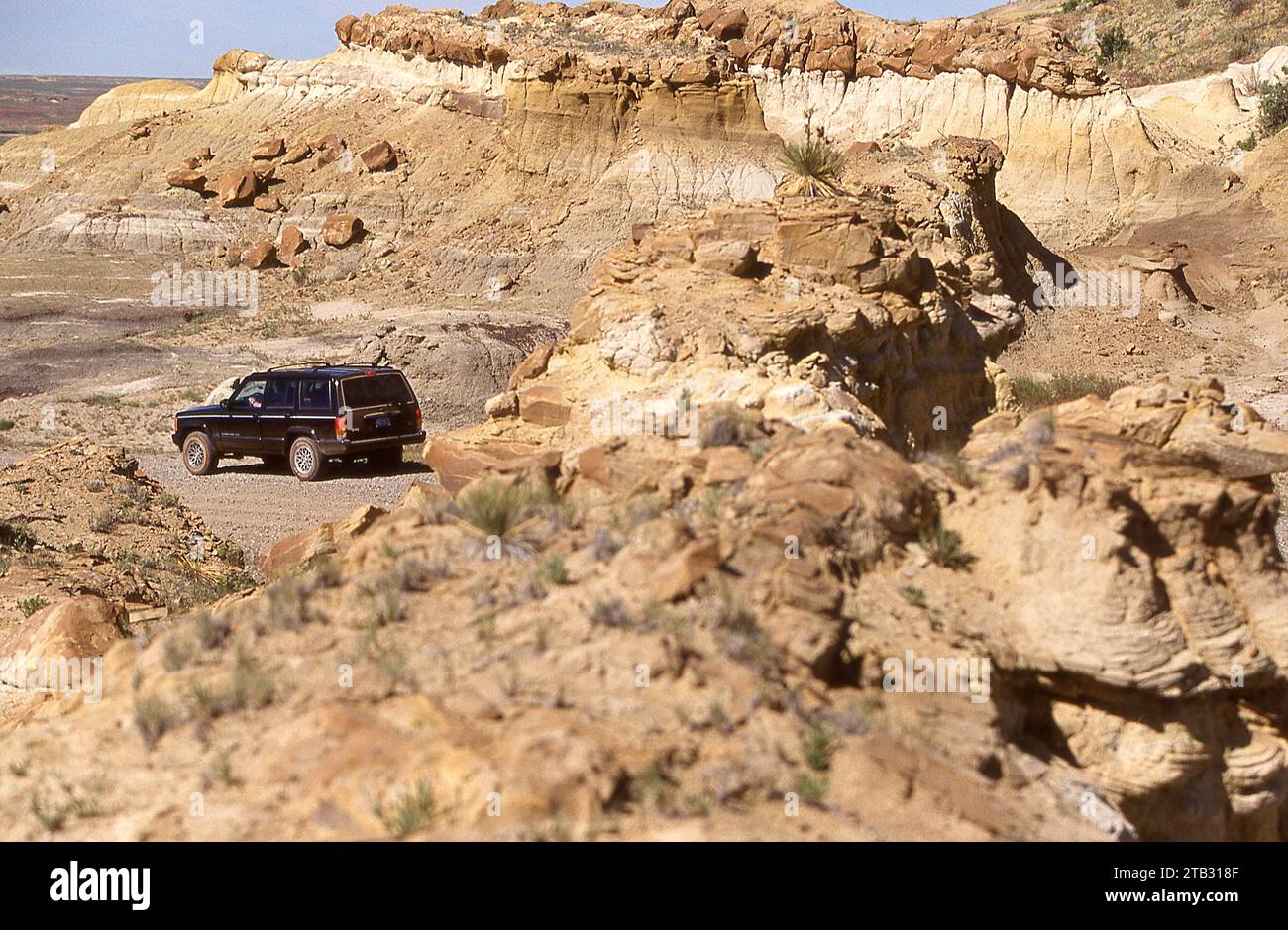 Jeep Cherokee in the Navajo reservation on a road trip in the Four ...