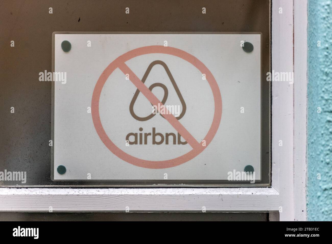 Brighton, December 4th 2023: Anti Air BnB posters in the window of a ...