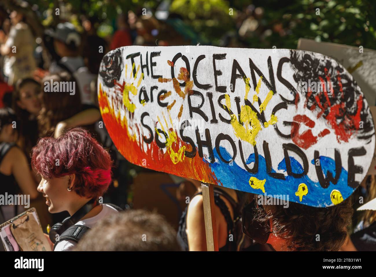 Vancouver, Canada - September 15,2023; View of sign The oceans are ...