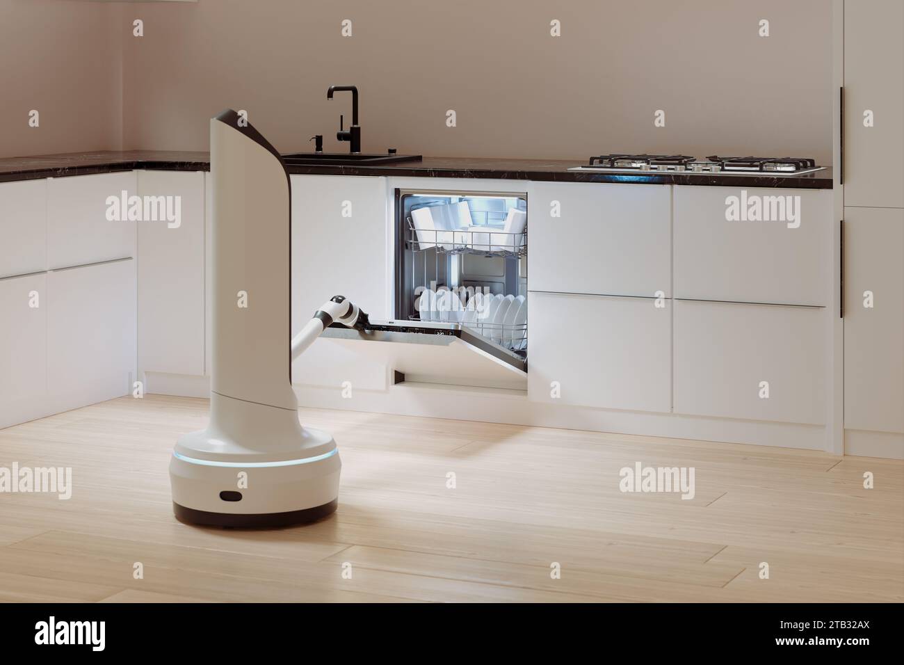 Advanced Robotic Arm Streamlining Dishwashing in a High-Tech Kitchen ... Advanced Robotic Arm Streamlining Dishwashing in a High-Tech Kitchen ...