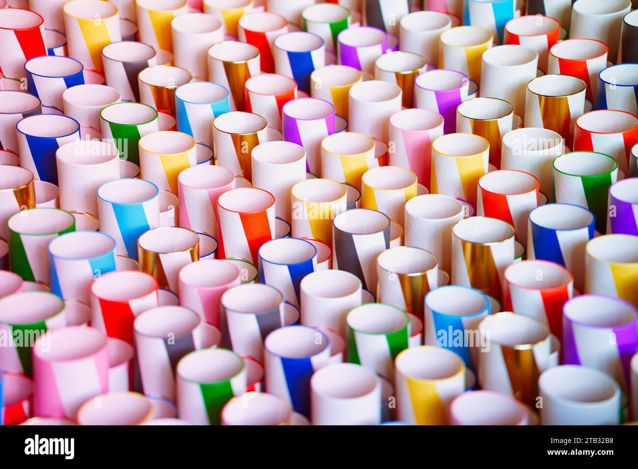 Assorted Colorful Paper Rolls Carefully Displayed in a Neat Array Stock ...