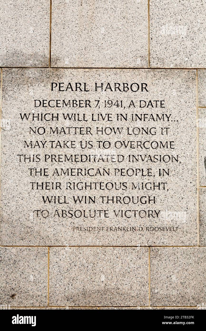 Memorial plaque marking the attack on Pearl Harbor at the National ...