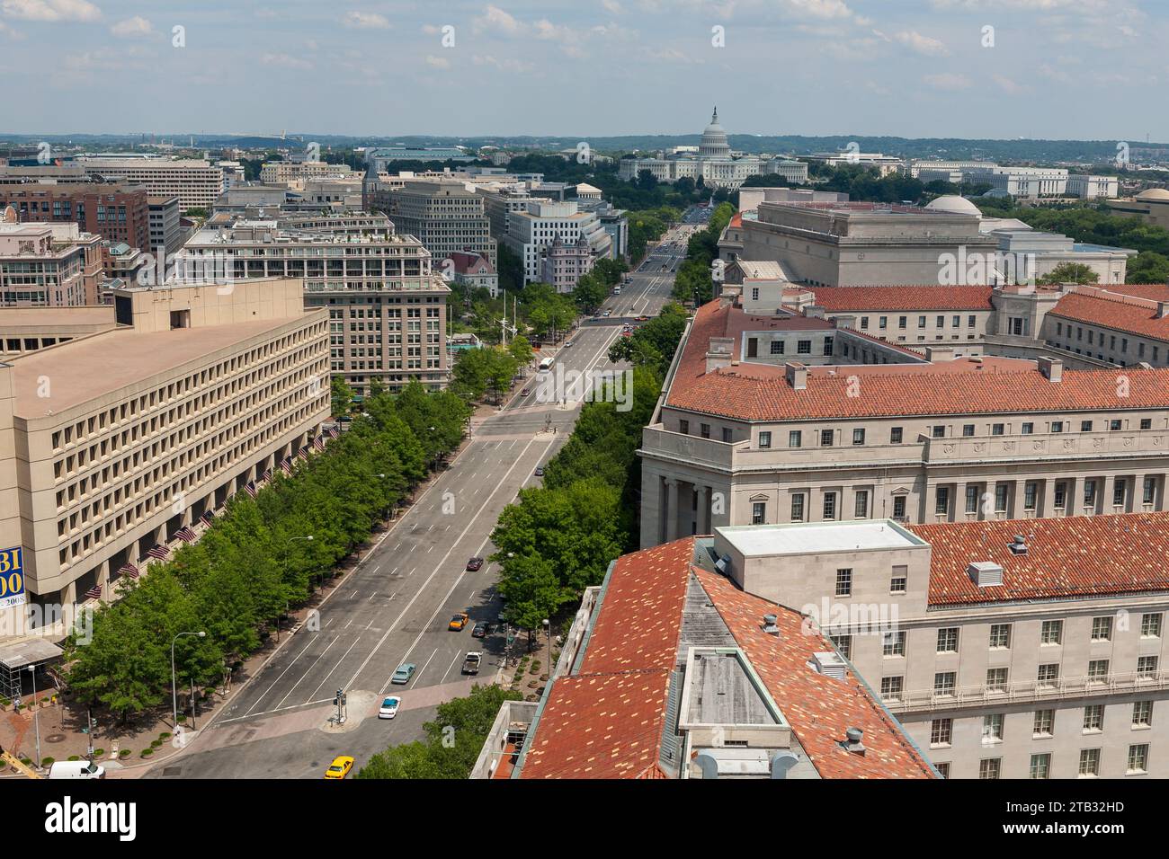The Capitol in the distance seen from the roof of a Washington building ...