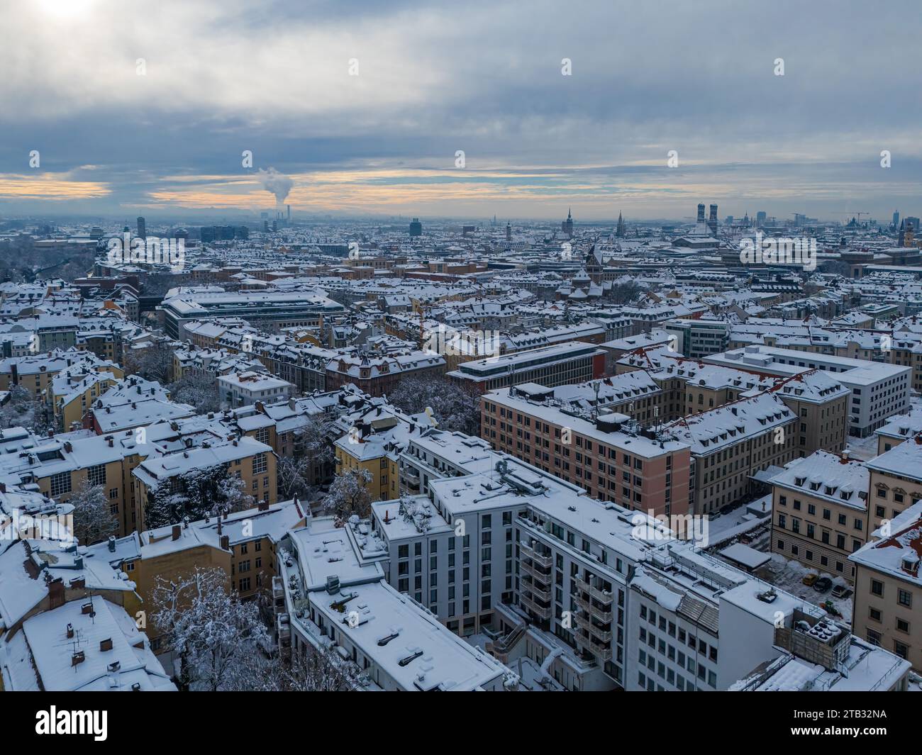 Aerial view of Munich city after heavy snowfall Stock Photo - Alamy