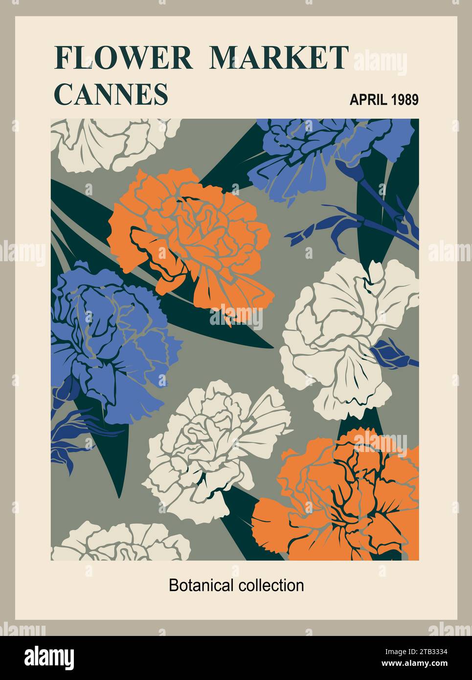 Abstract Flower Market Cannes poster vector art Stock Vector Image ...