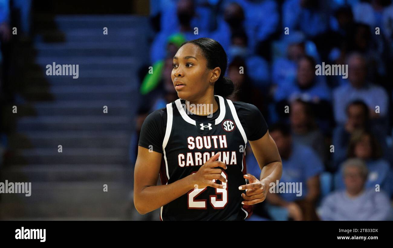 South Carolina's Bree Hall (23) runs down the court during an NCAA ...