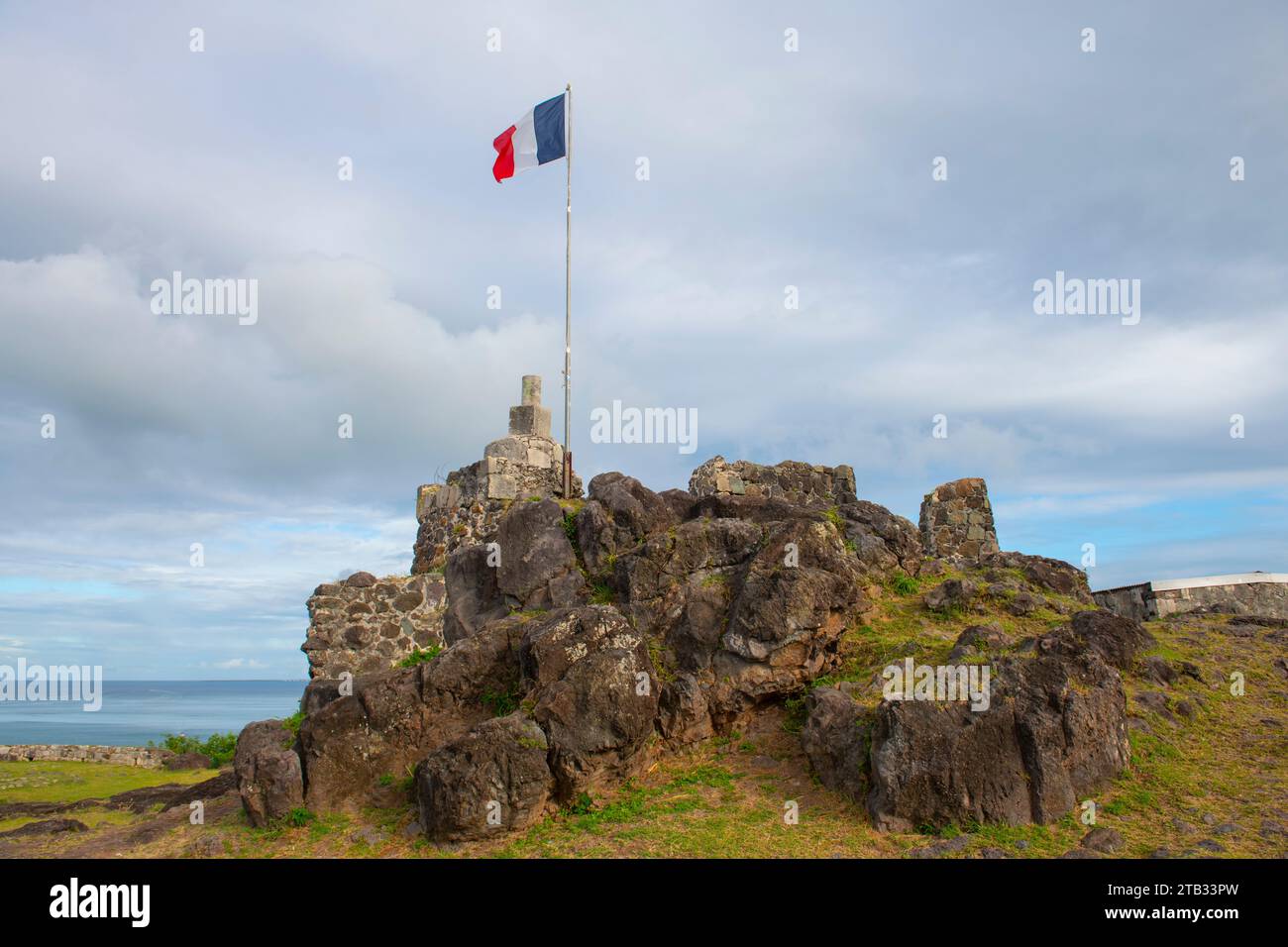 France National Flag flying on Fort St. Louis in historic Marigot ...