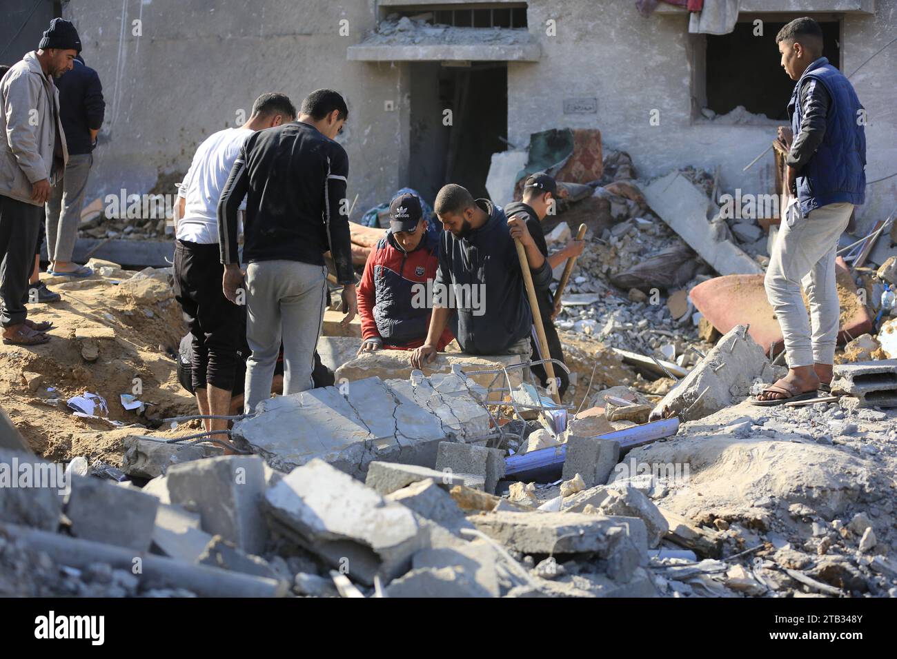 A view of the heavily damaged, collapsed buildings after Israeli ...