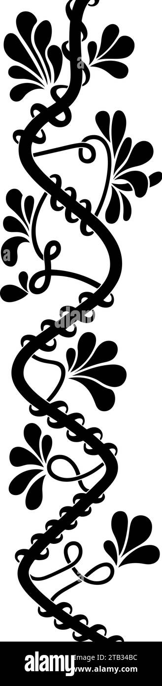 Ornamental side border with floral elements and swirls isolated on ...