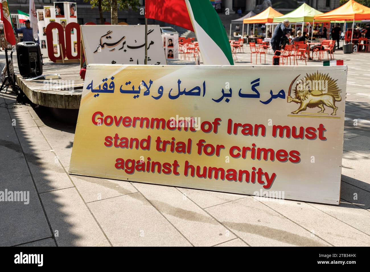 Vancouver, Canada - August 26,2023: View of sign Government of Iran ...