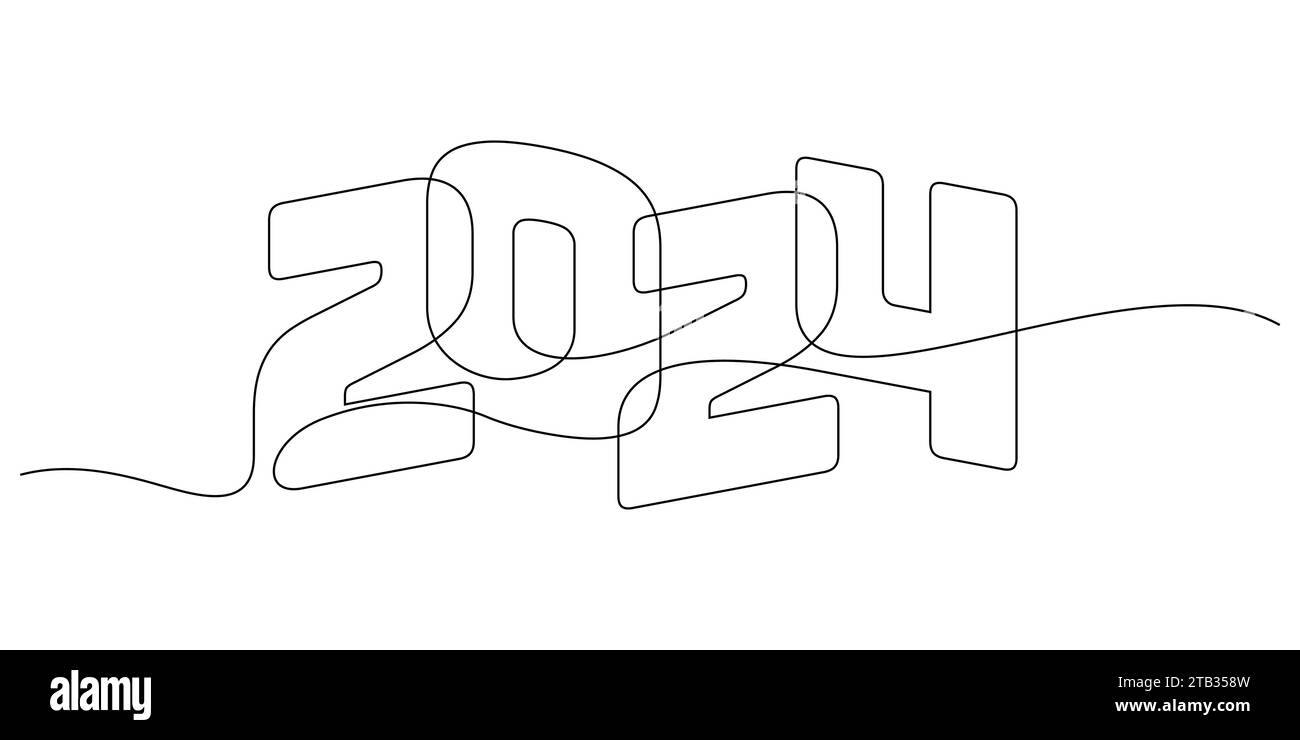 continuous line drawing 2024 beginning of the year thin line ...