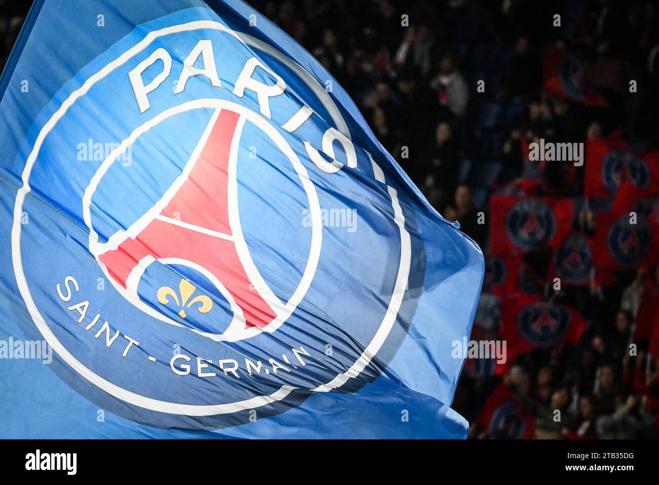 Illustration of the official flag of PSG during the UEFA Women's ...