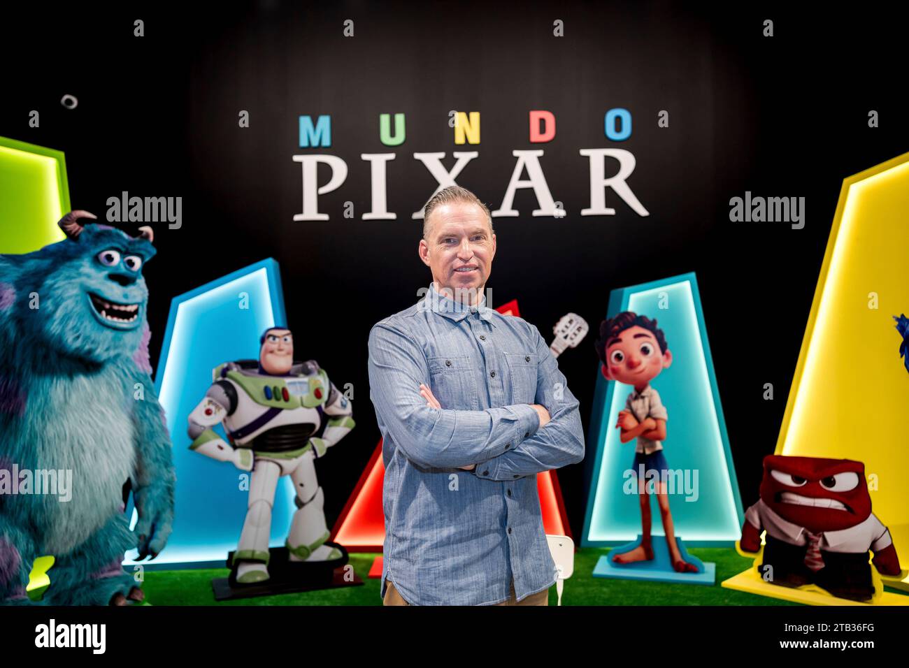 Pixar creative director Jay Ward poses during a visit to the Pixar Media Day exhibition at the ...