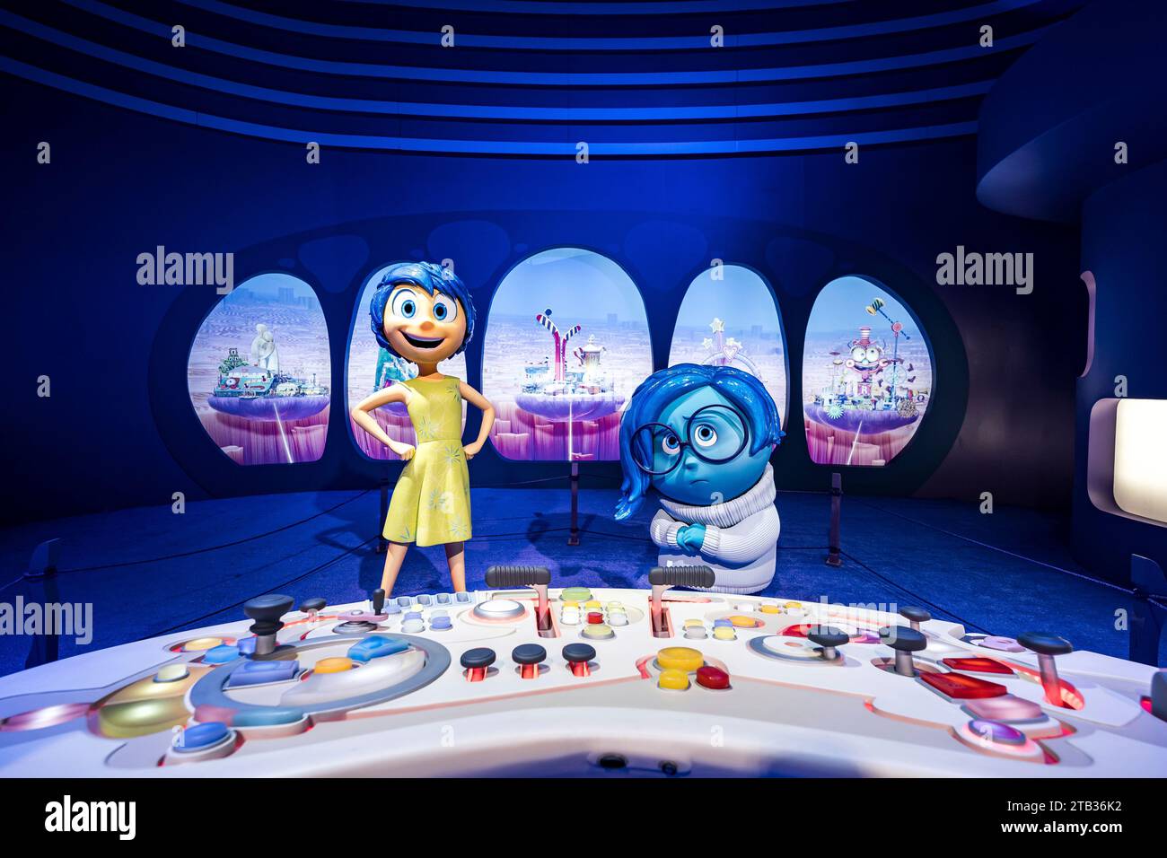 Characters from the movie 'Inside Out' during a visit to Pixar's Media ...