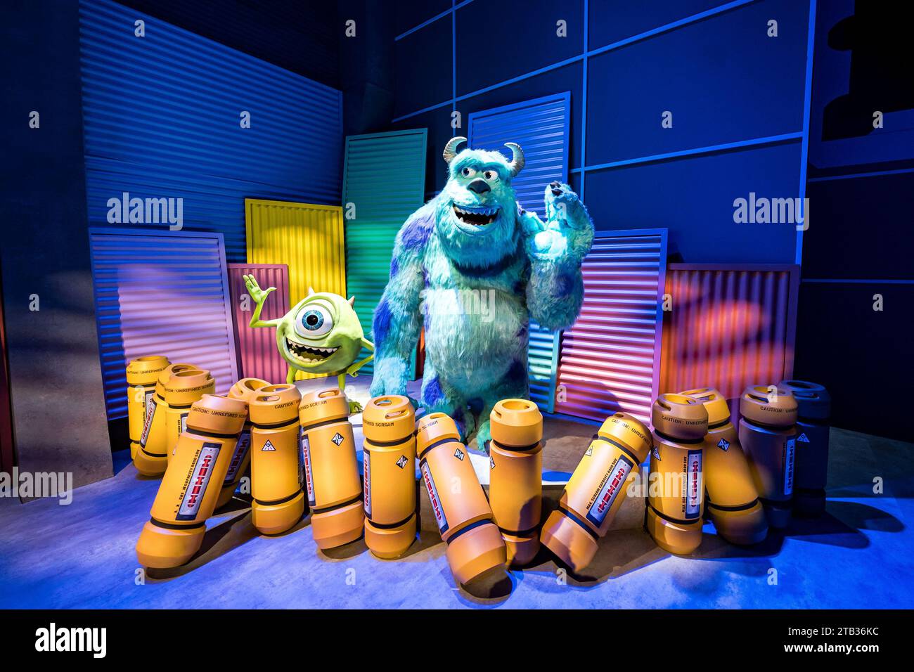 Characters from the movie 'Monsters SA' during a visit to Pixar's Media ...