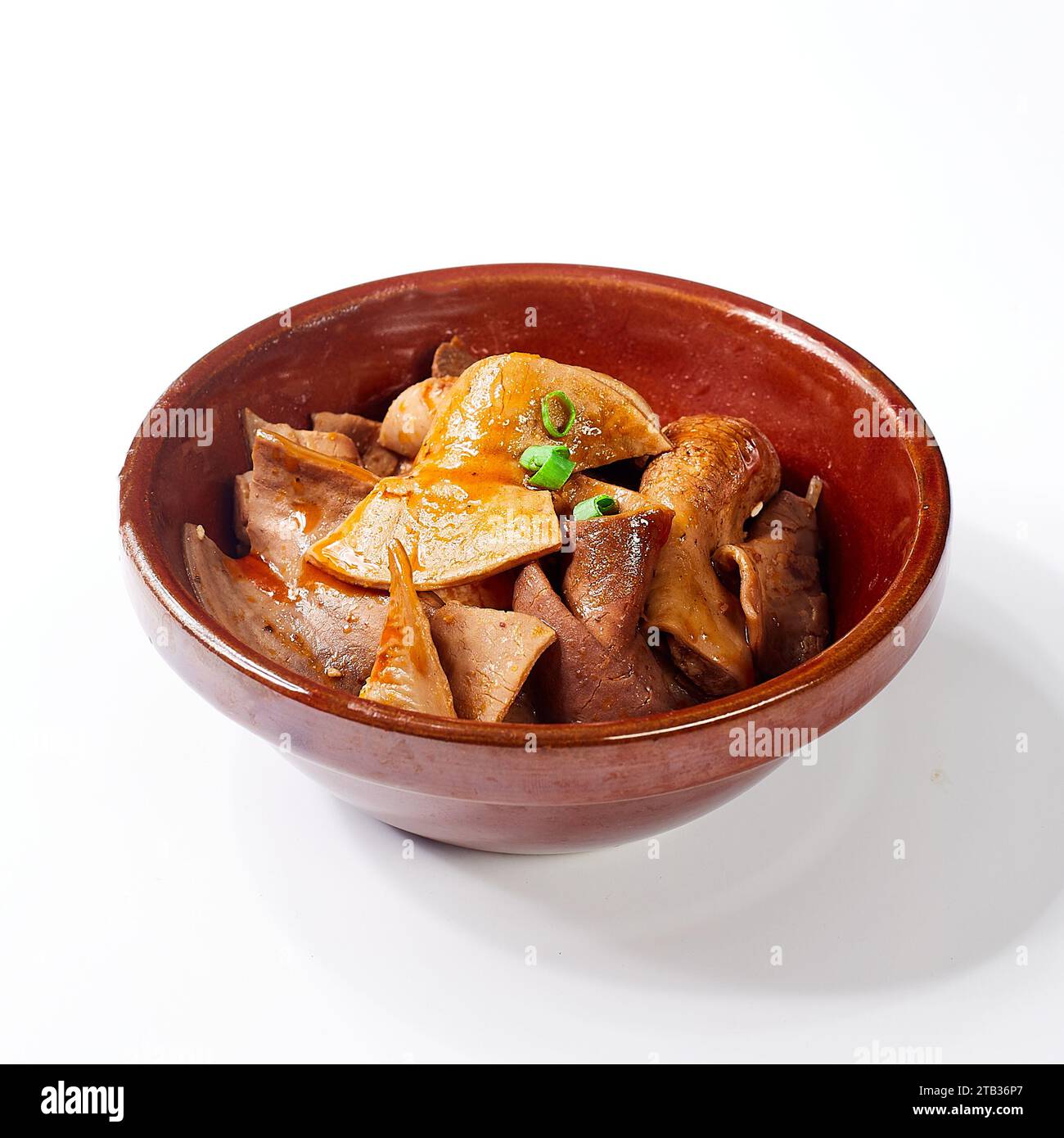 Stewed marinated bovine offal ,Beef Offal on a white background Stock ...