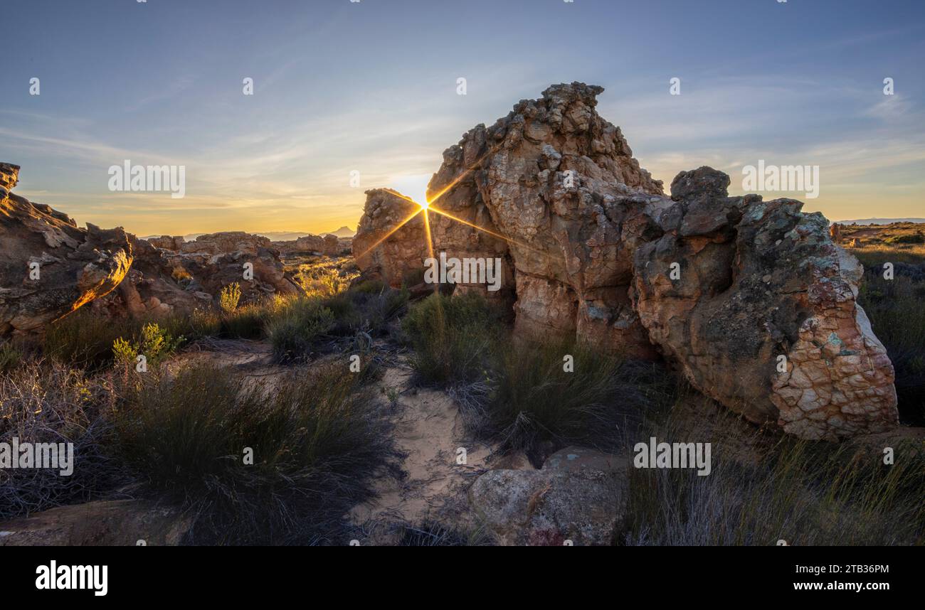 Scenic afternoon landscape with sandstone rock formations in the ...