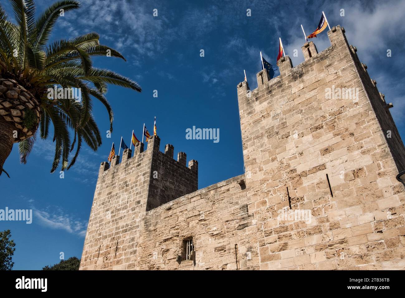 Small town and castles in Mallorca, Spain, Europe Stock Photo - Alamy