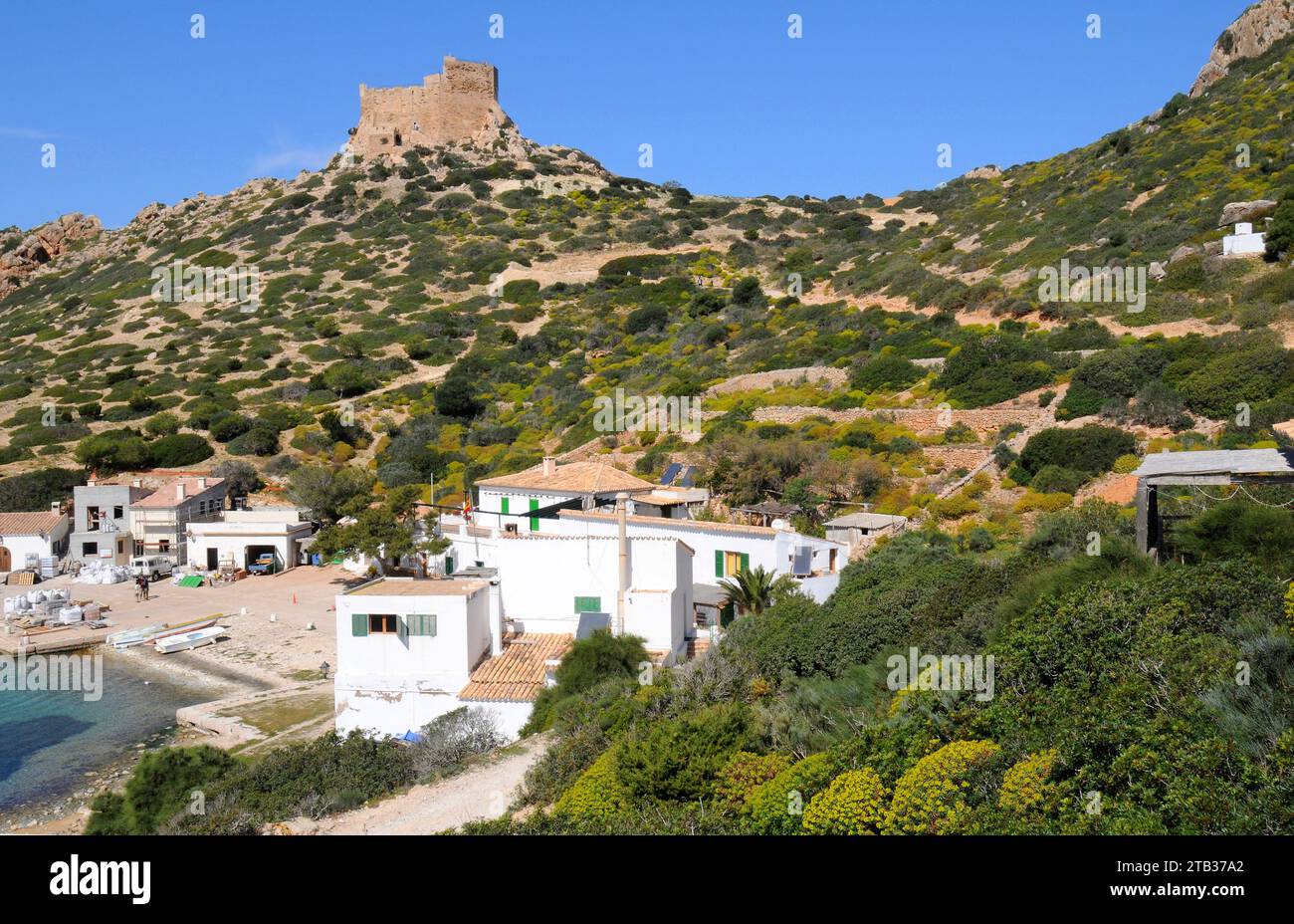 Cabrera Archipelago National Park. Castle, port and maquis shrubland ...