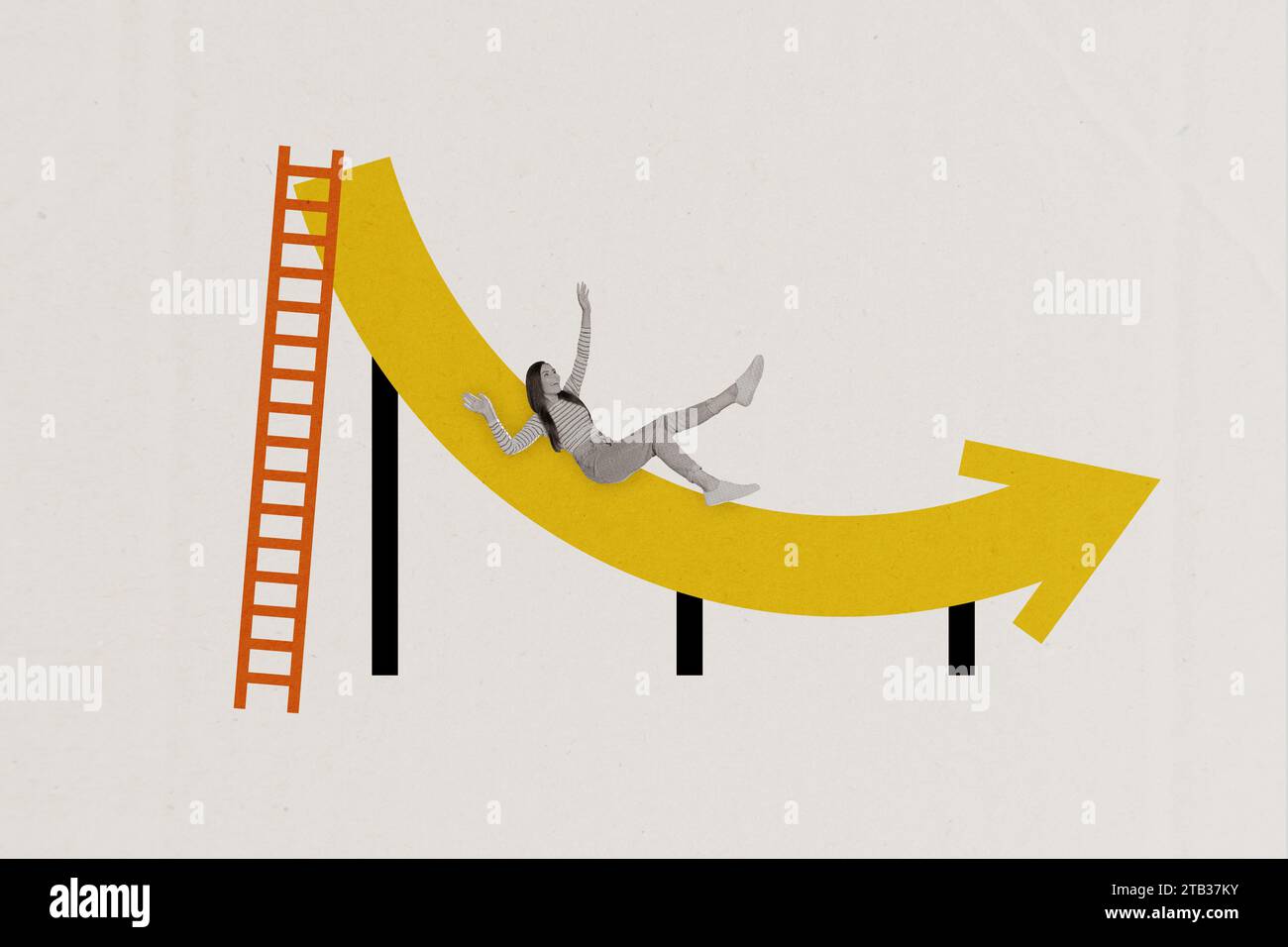 Artwork collage image of funky cheerful girl have fun playground slide ...