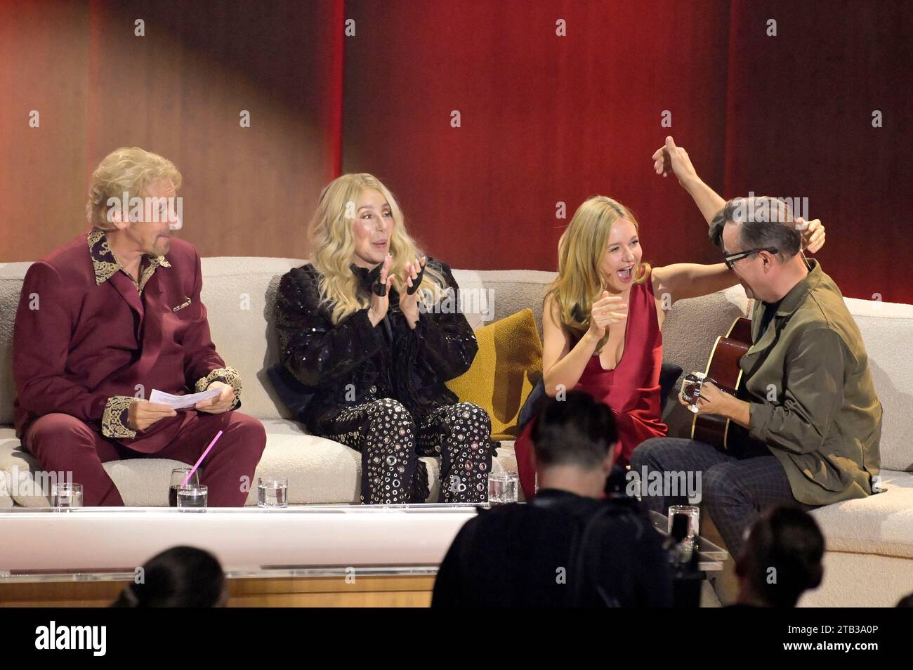 Thomas Gottschalk, Cher, Stefanie Stappenbeck und Jan Josef Liefers in der ZDF-Unterhaltungsshow ...