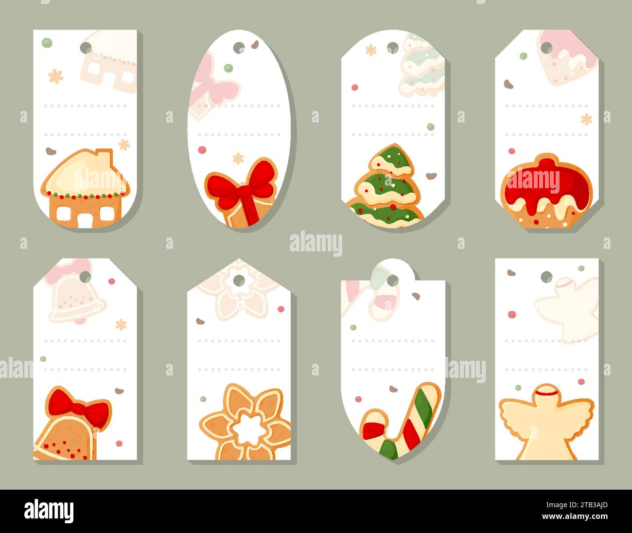 Christmas label gift tags holiday flat set. Paper sticker decoration ...