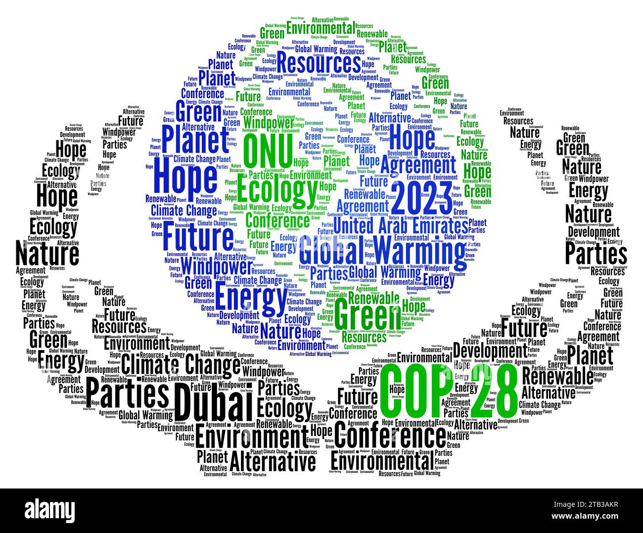 COP 28 in Dubai United Arab Emirates world cloud Stock Photo - Alamy