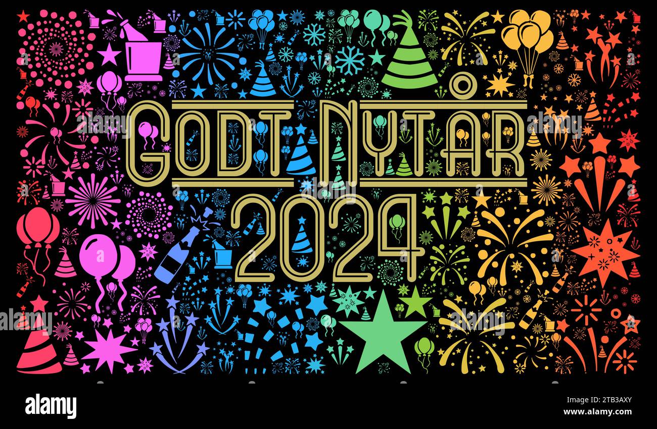 Happy new year 2024 called godt nytar in Danish language Stock Photo ...