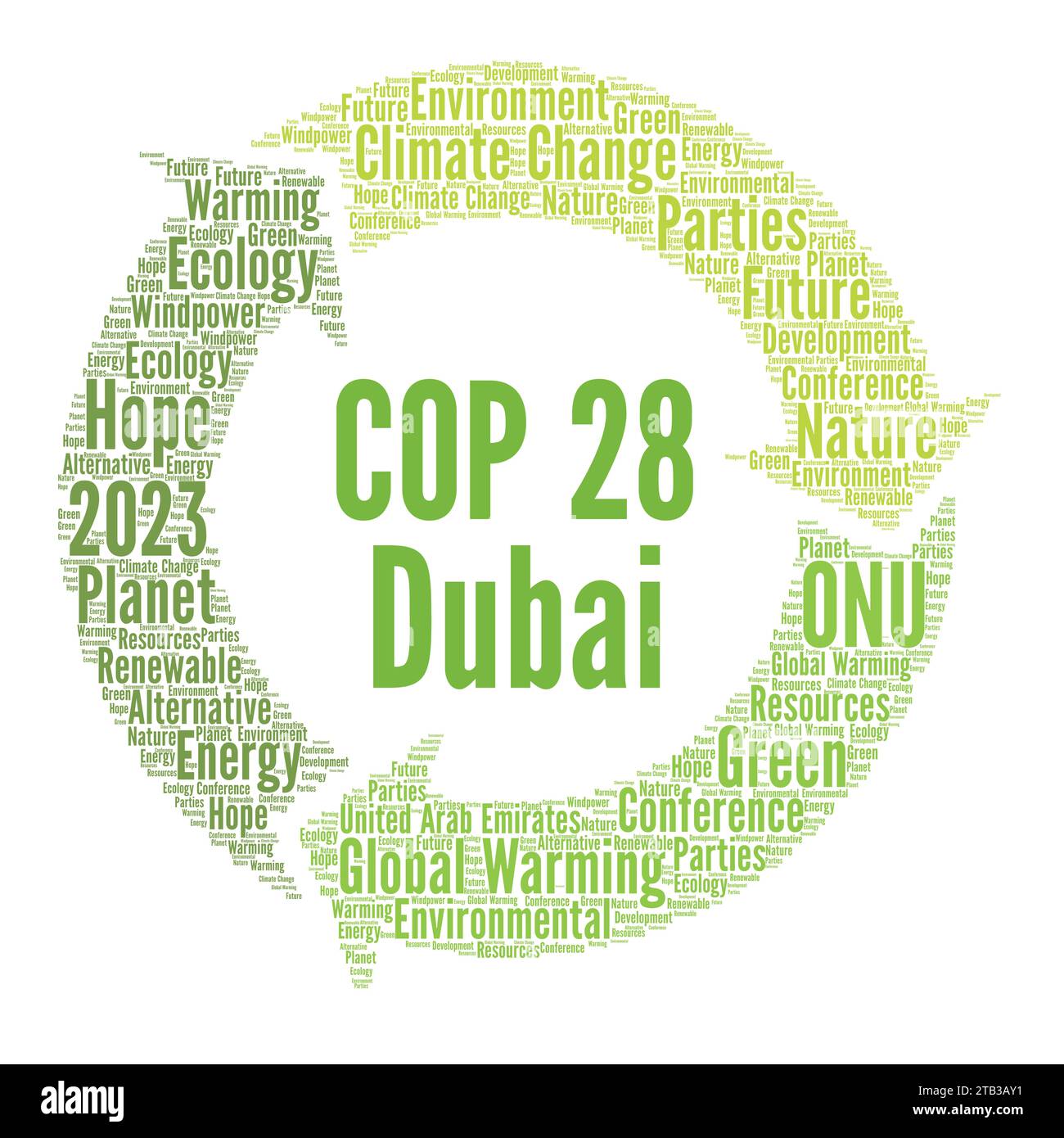 COP 28 in Dubai United Arab Emirates world cloud Stock Photo - Alamy