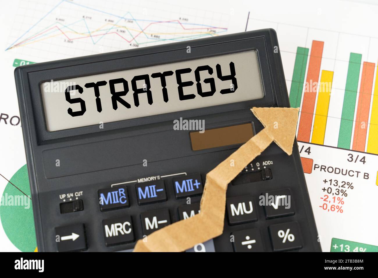 Business concept. On the business charts there is a calculator on the ...