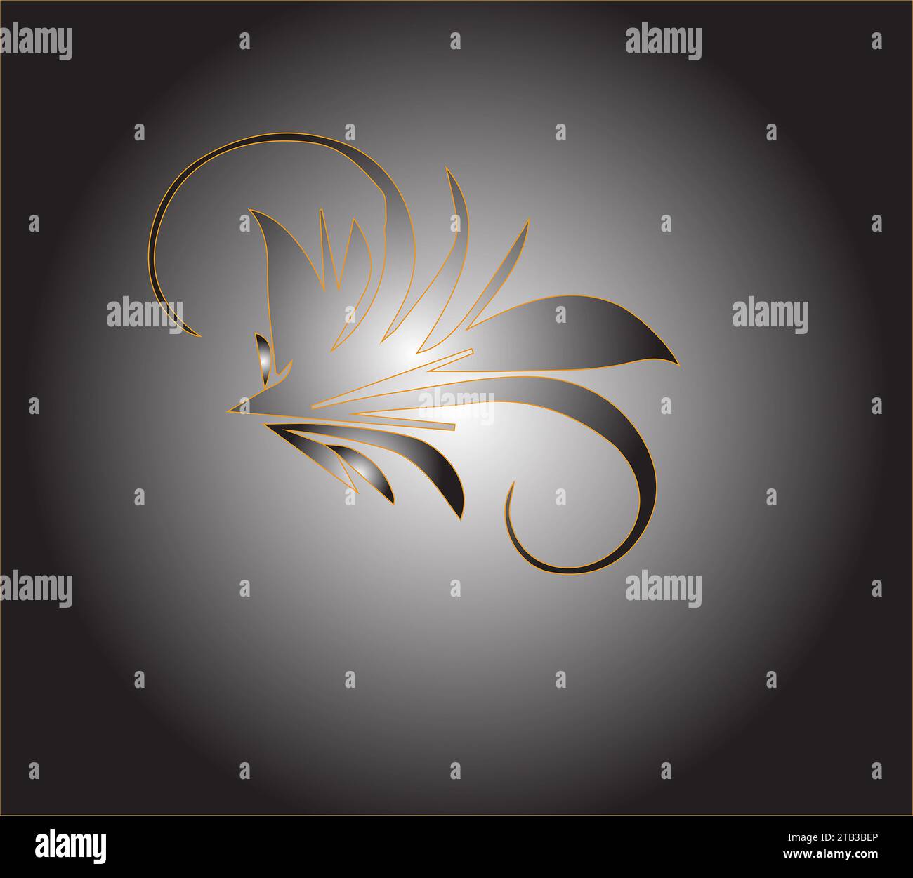 A flower petal painted with a gray gradient on a background with a ...