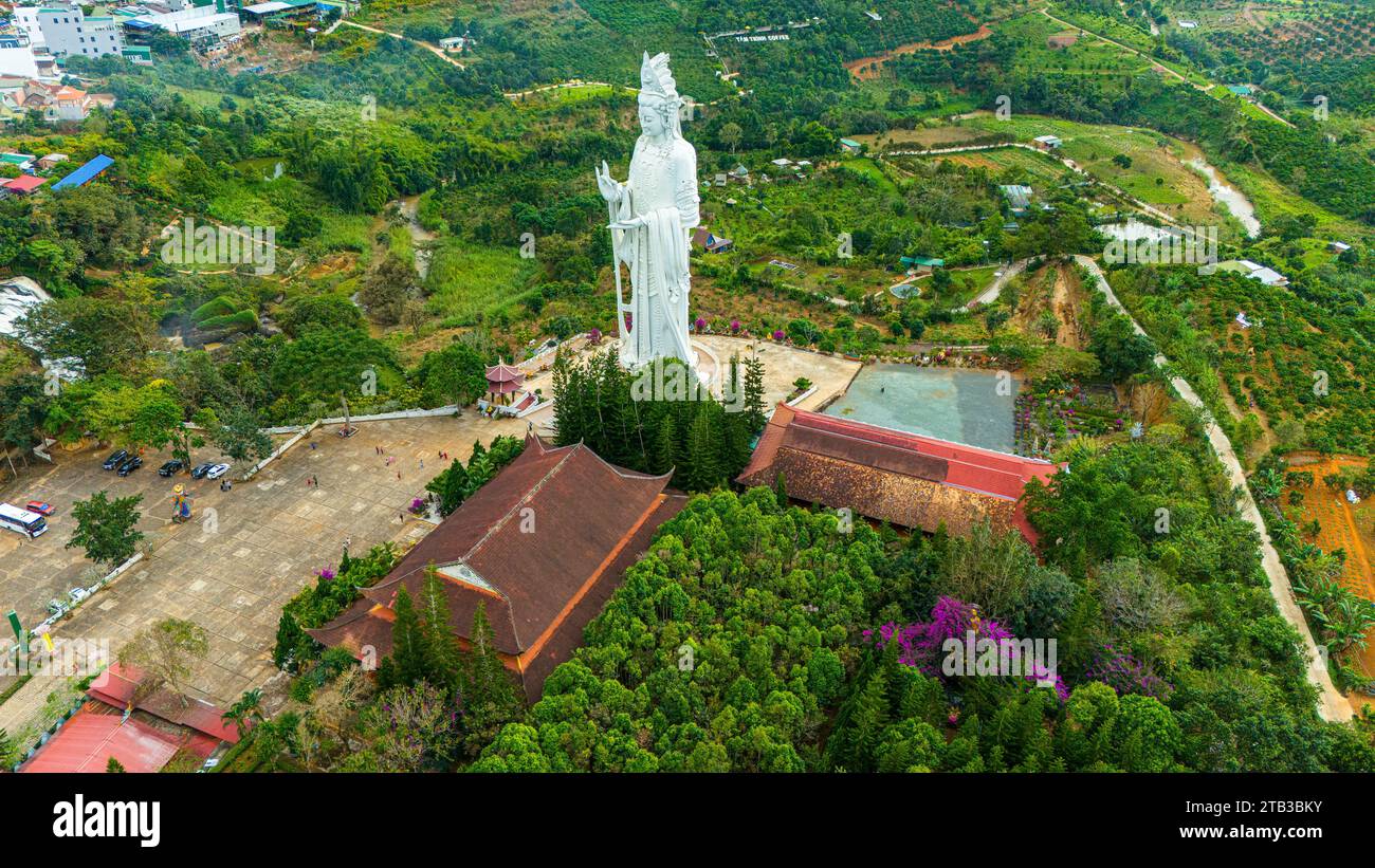 Aerial view of Linh An Pagoda, DaLat city, Lam Dong province, Vietnam ...