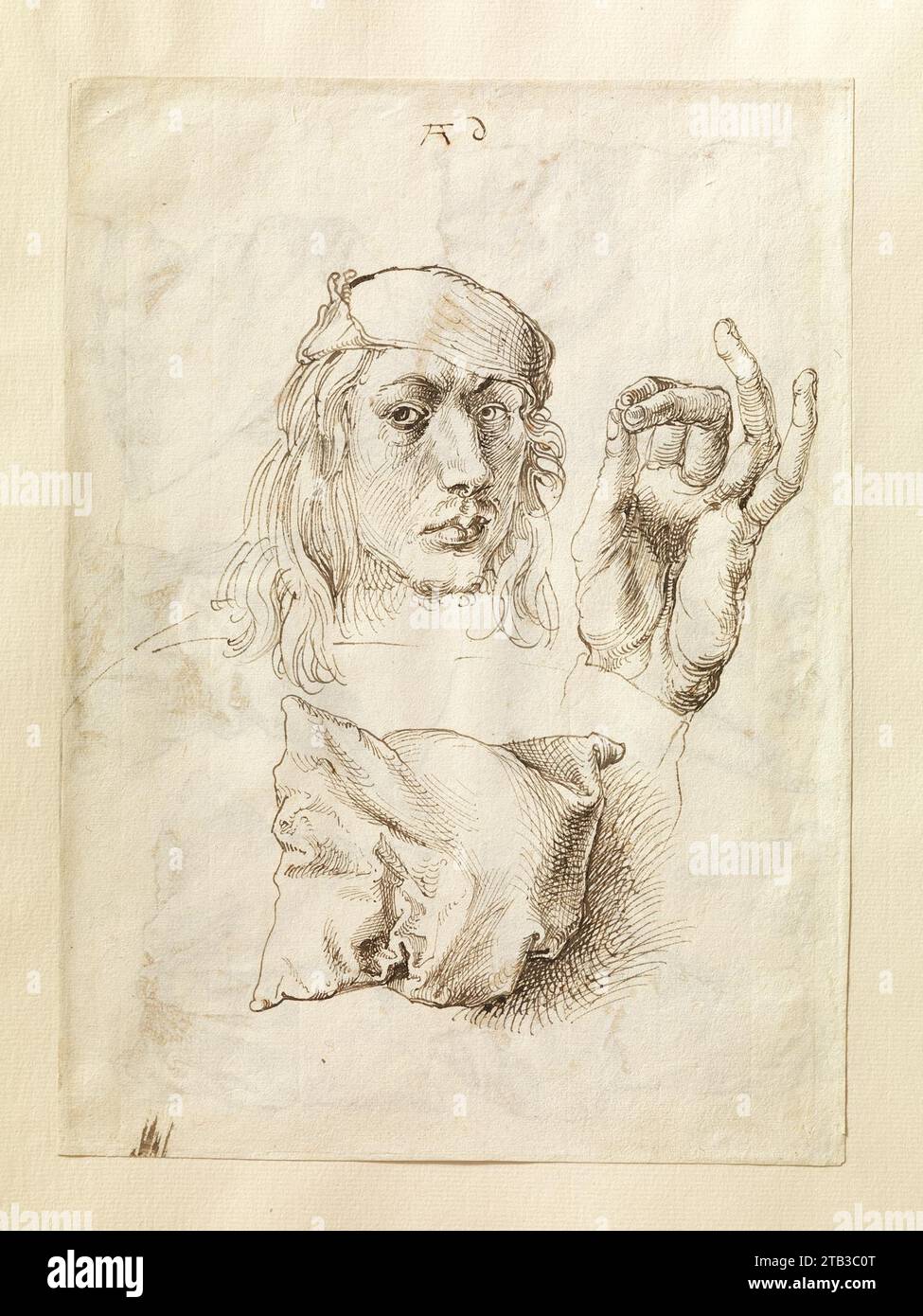 Self-portrait, Study of a Hand and a Pillow (recto); Six Studies of ...