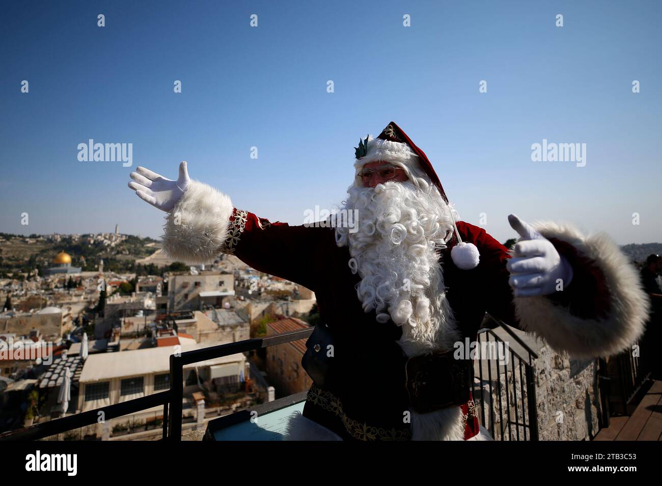 Jerusalem, Israel. 04th Dec, 2023. Palestinian Issa Qassisieh, dressed ...