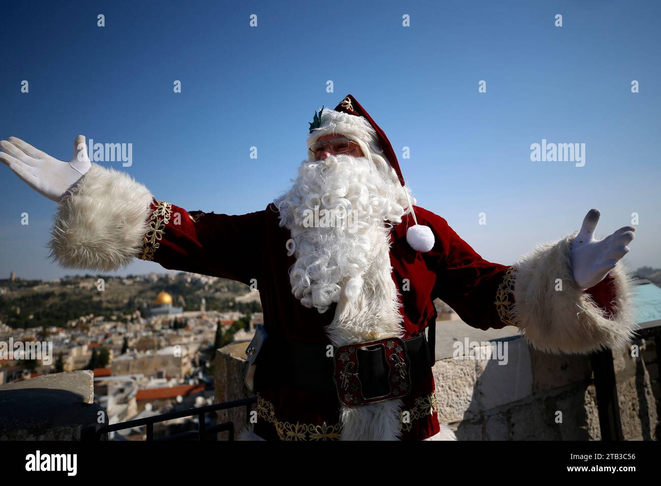 Jerusalem, Israel. 04th Dec, 2023. Palestinian Issa Qassisieh, dressed ...