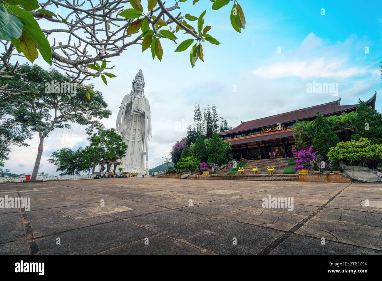 Aerial view of Linh An Pagoda, DaLat city, Lam Dong province, Vietnam ...