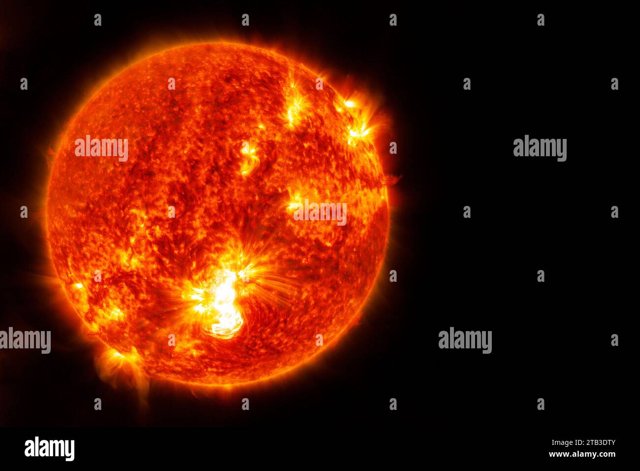The sun on a dark background in space. Elements of this image furnished ...