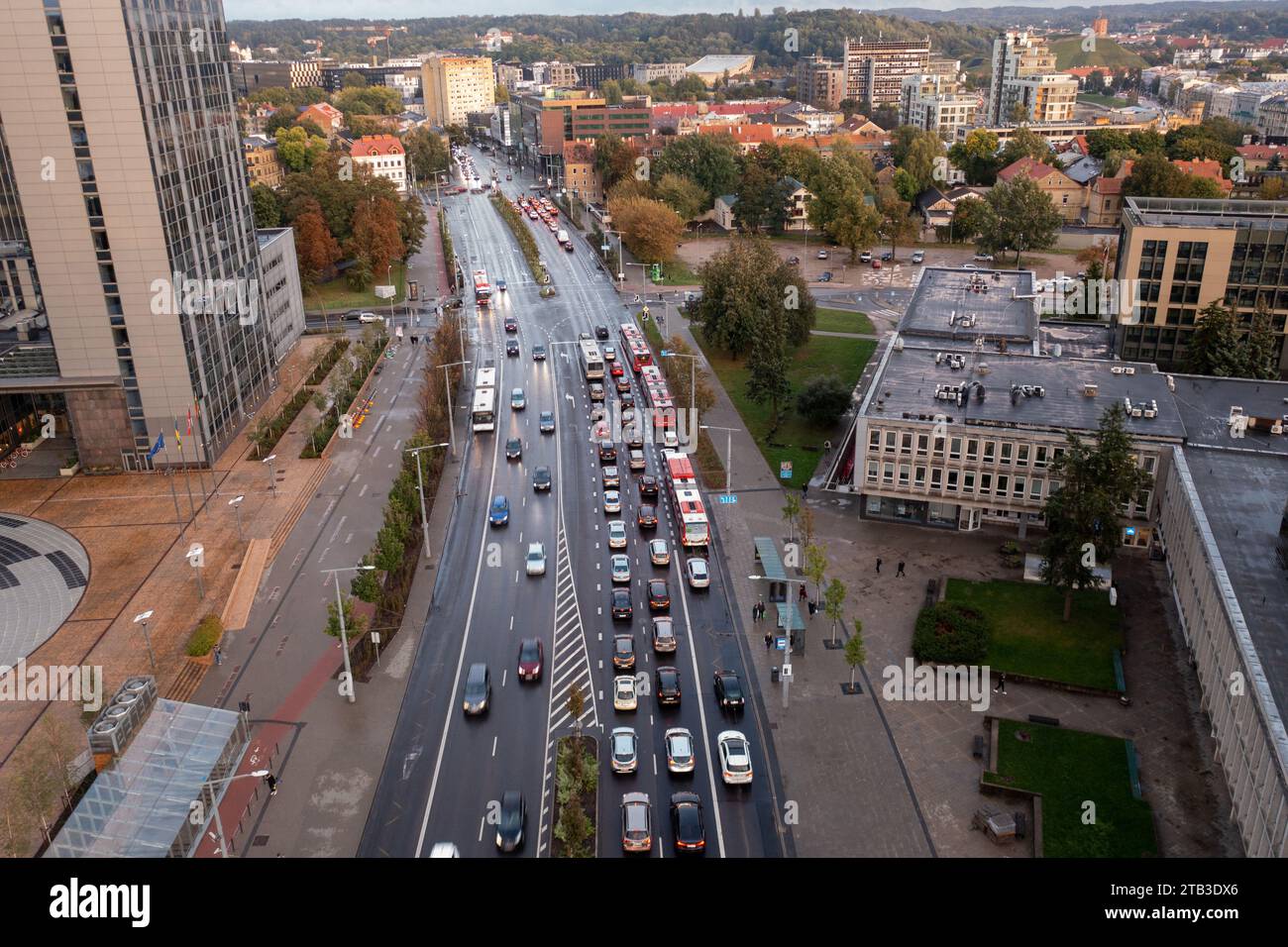 Drone photography of cityscape and high intensity road in a a city ...