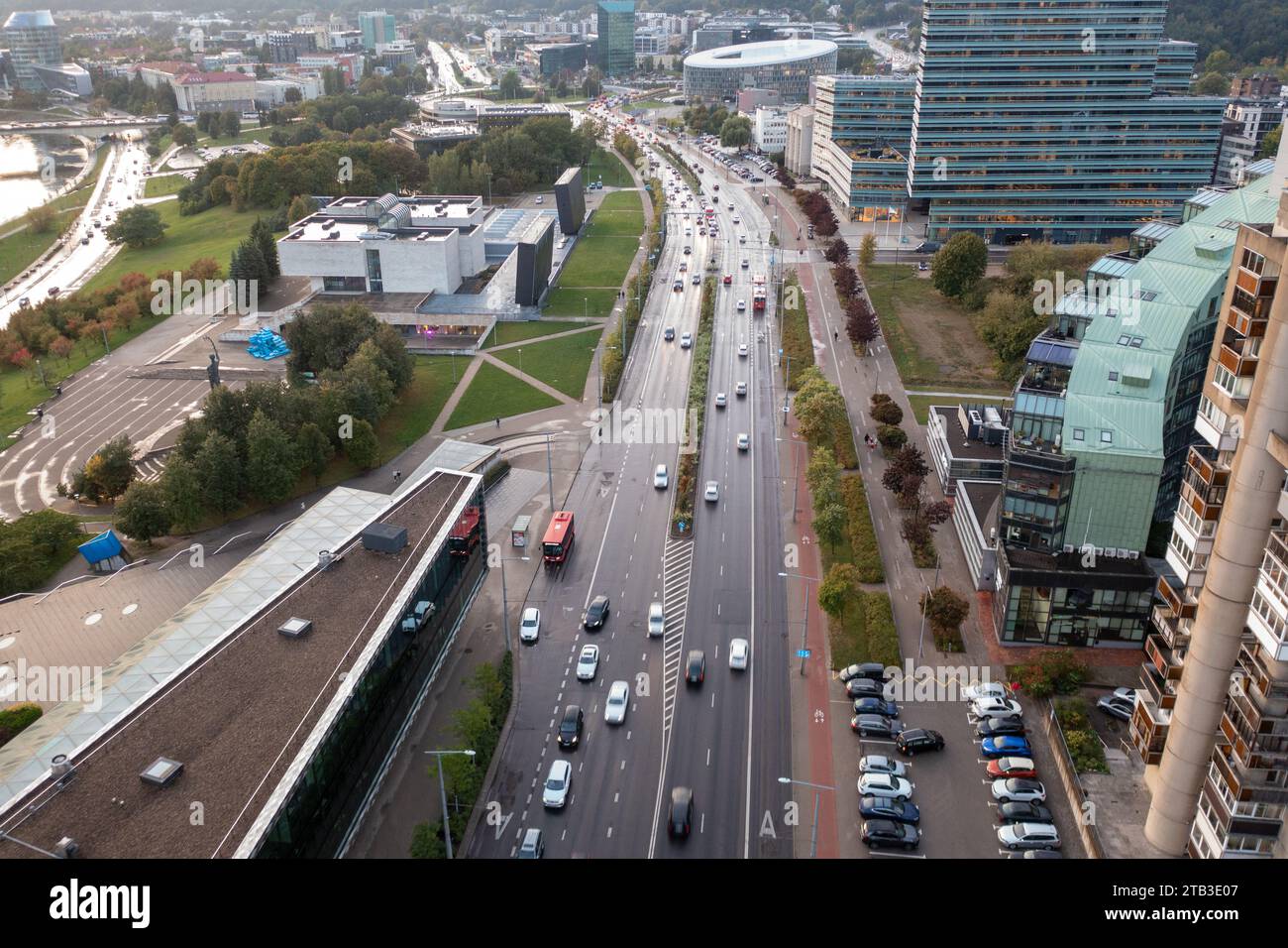 Drone photography of cityscape and high intensity road in a a city ...